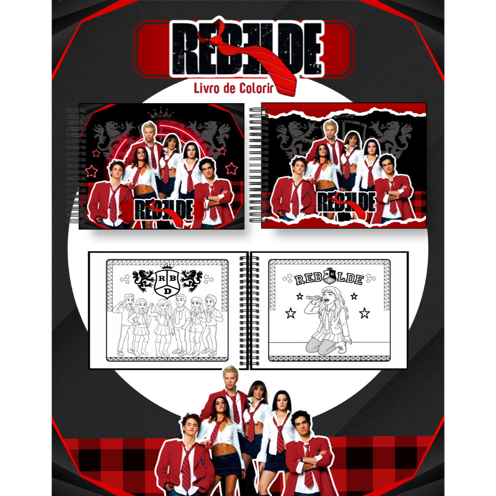 Livro de Colorir Rebelde / RBD - 50 folhas - 180g - Coloring Book ...