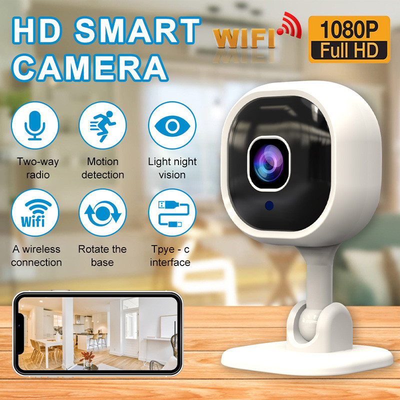 Câmera Sem Fio 1080P Night Vision Detecção De Movimento Base Giratória ...
