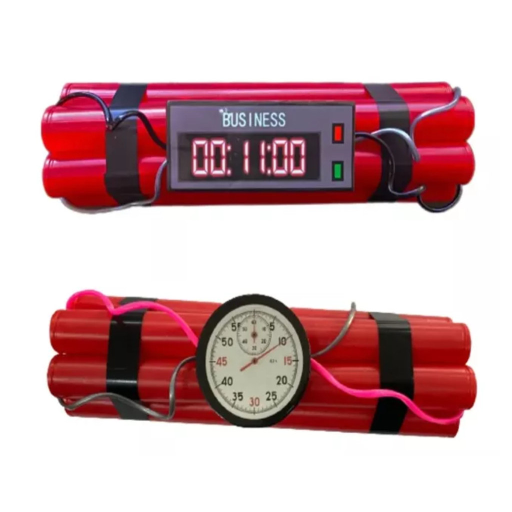 Kit C/ 2 Bombas Relógio Dinamite TNT Fake Decorativo Festas | Shopee Brasil