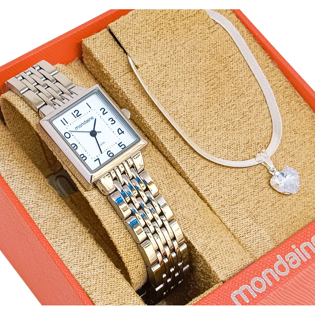 Relógio Mondaine Feminino Original Prata Quadrado À Prova D'Água com NF ...