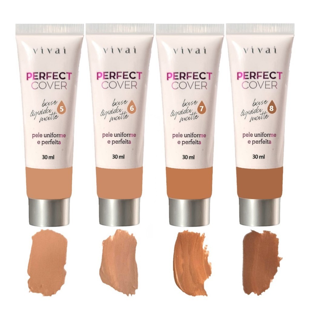 4 Base Liquida Perfect Cover Tons Médios Vivai | Shopee Brasil
