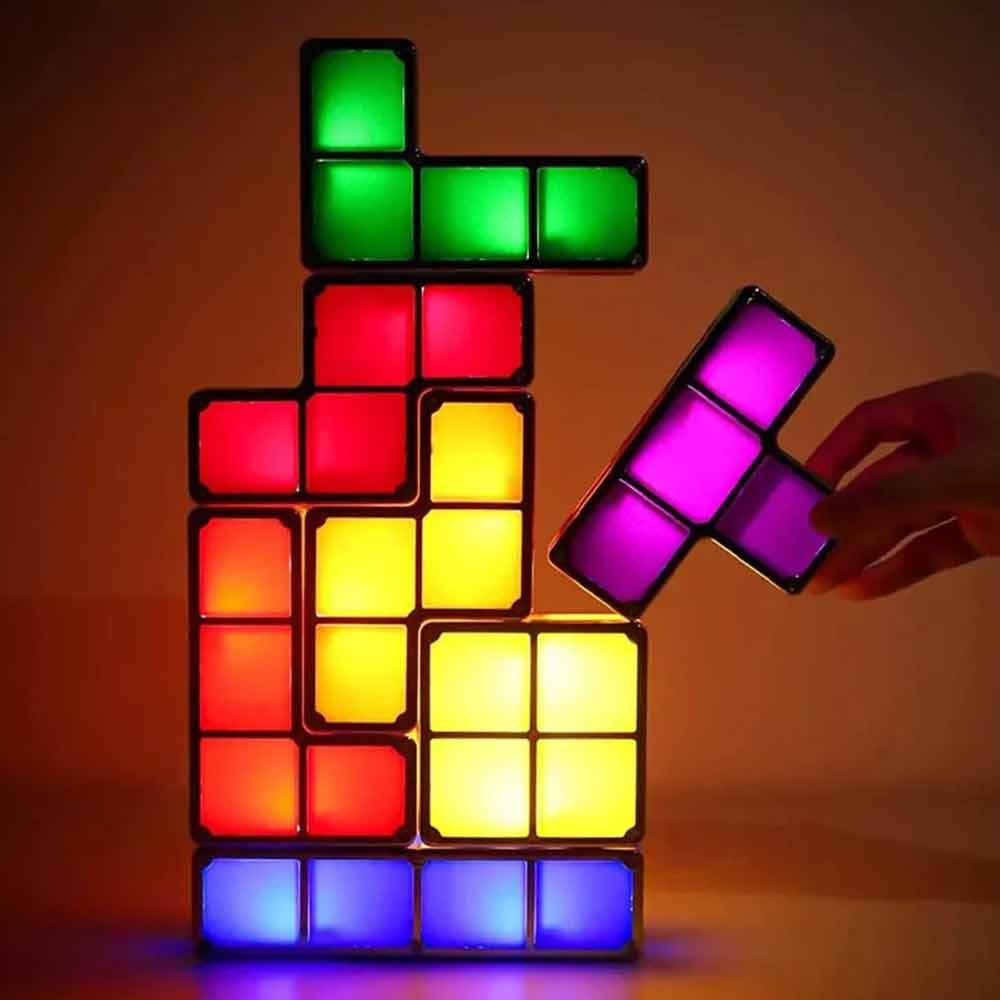 Stackable Tetris Style LED Light 7 Colour 3D Tangram Light Night Lights ...