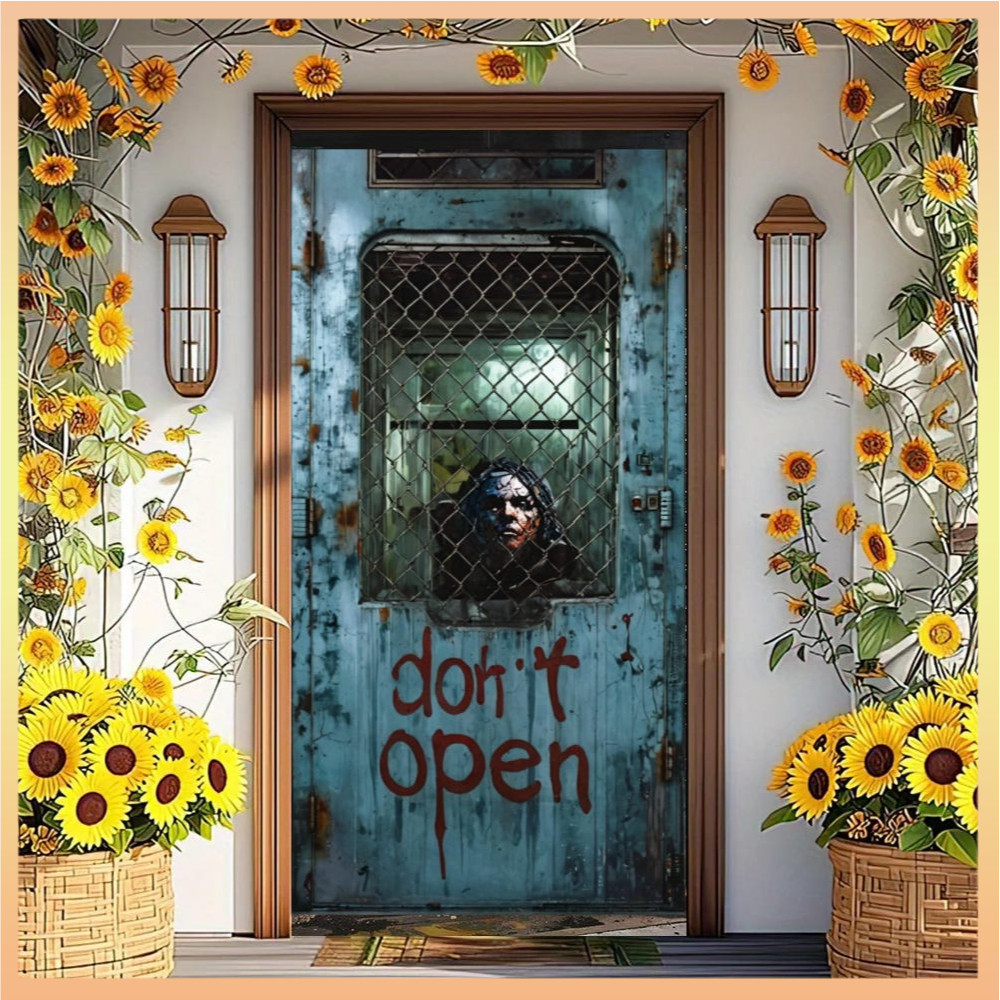 72.83x35.43 Polegada Banner De Porta De Halloween Poliéster Fantasma ...