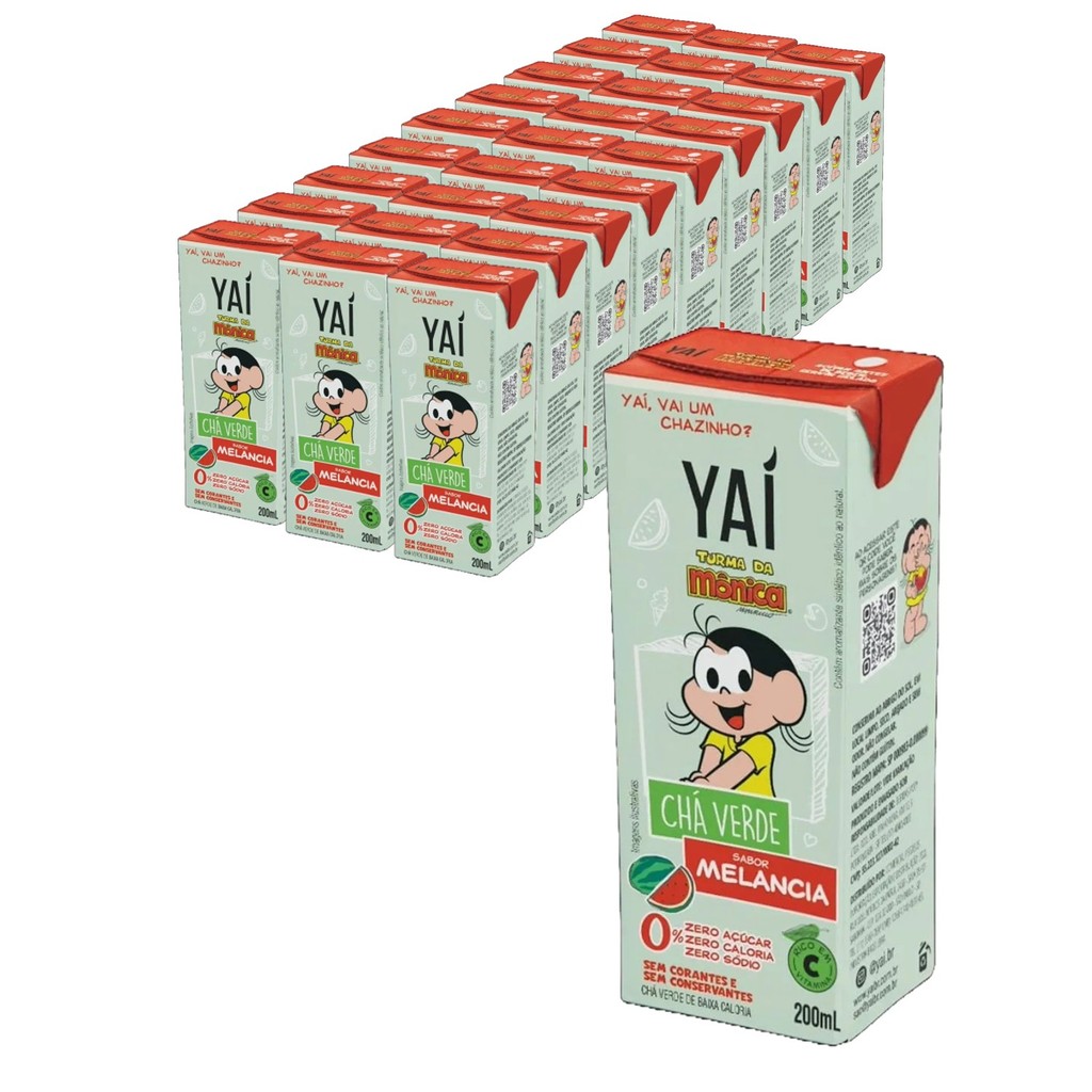 Caixa c/ 27und Chá Verde YAI Melancia Turma da Mônica 200ml | Shopee Brasil