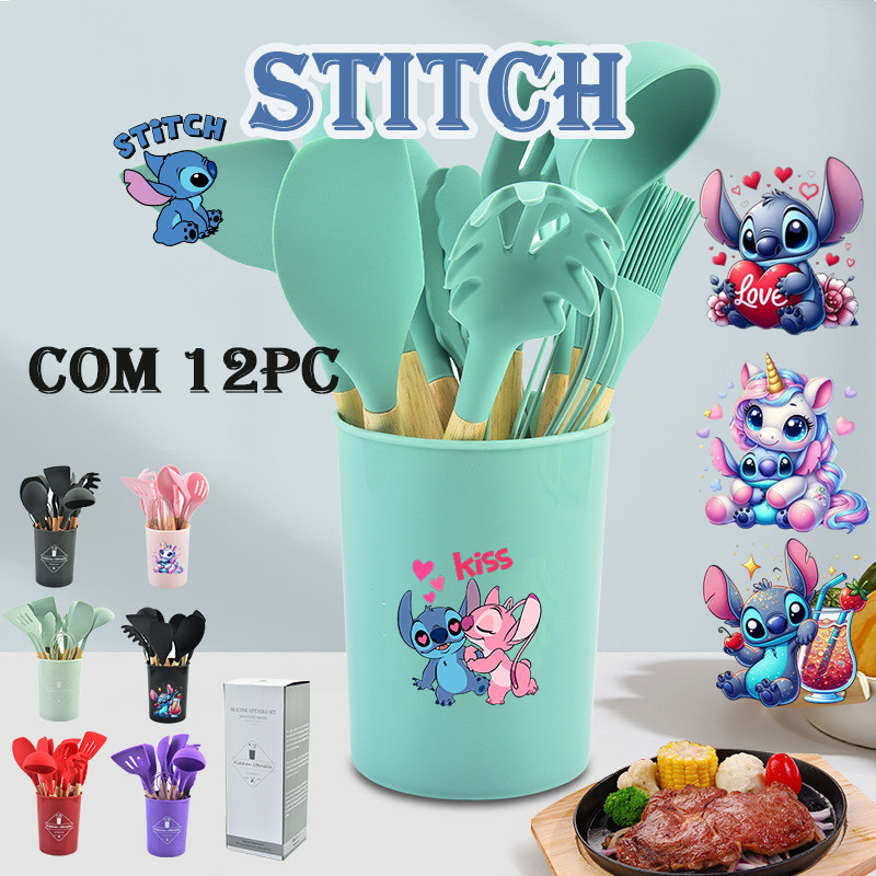 Stitch Jogo De Cozinha Kit C/12 Peças De Premium Silicone Utensílios E ...
