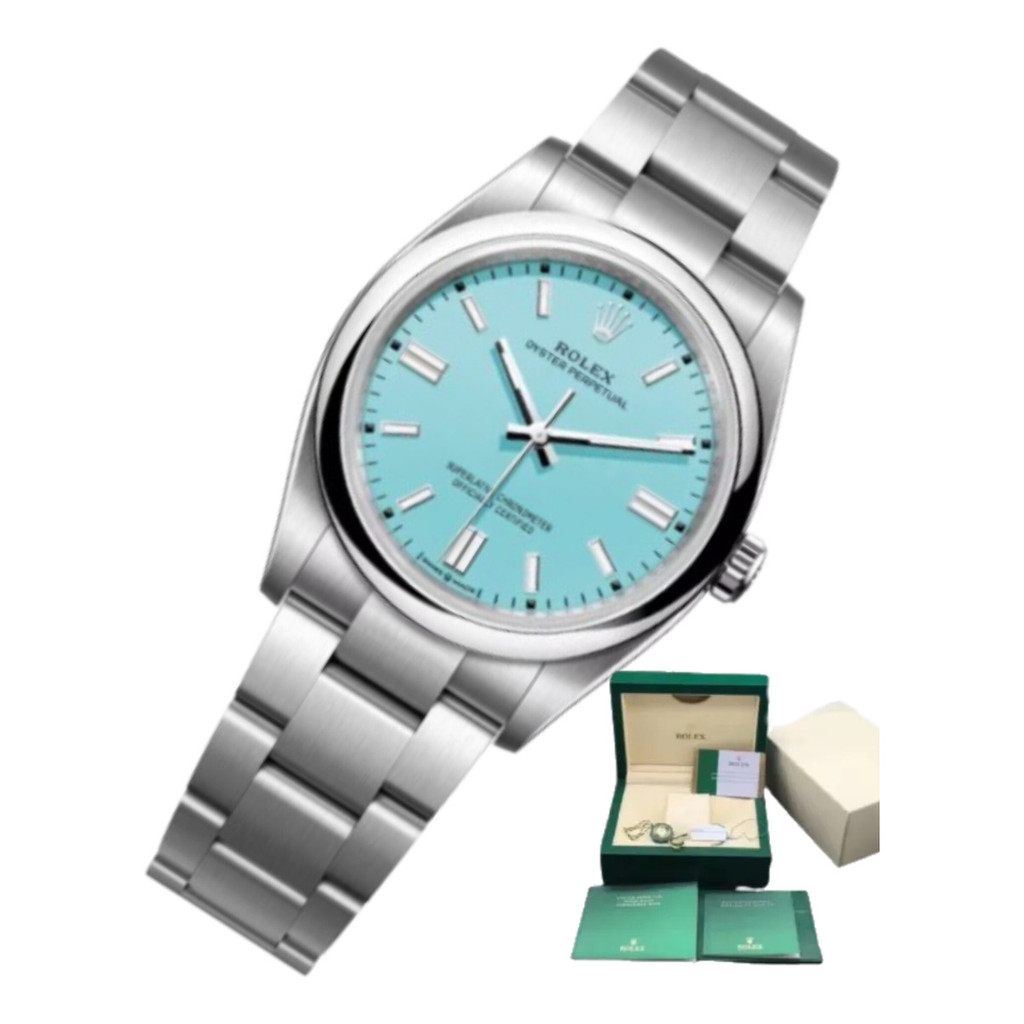 Relógio Rolex Base Eta 2840 Oyster Perpetual Azul Na Caixa | Shopee Brasil