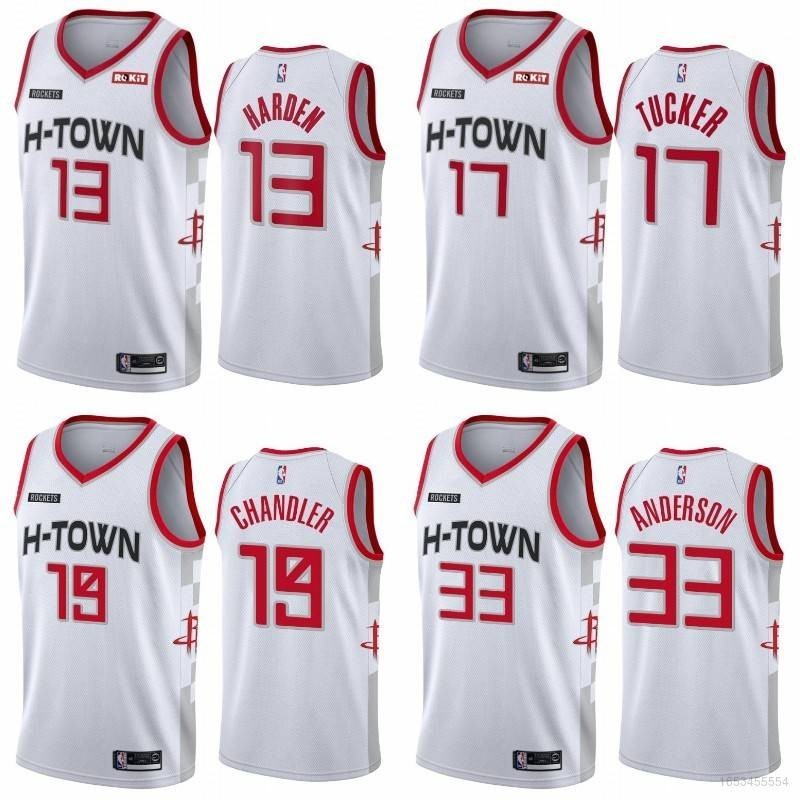 BKB N-BA Jersey Rockets Harden Anderson Chandler Tucker Clássico Camisa ...