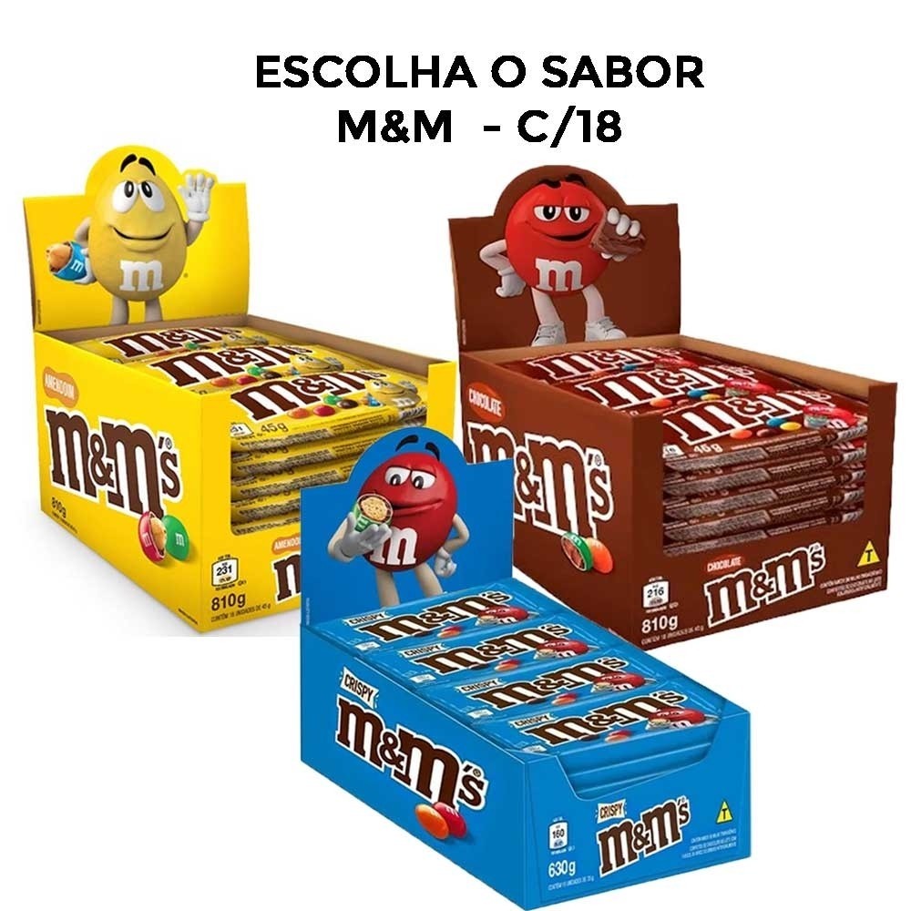 Confeito Chocolate M&Ms 45g c/18 Escolha o Sabor! Amendoim, Chocolate ...