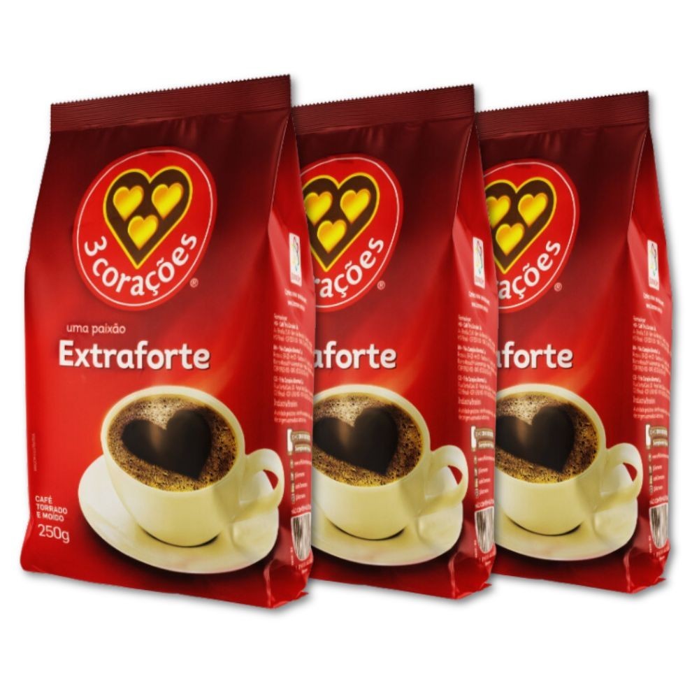 Café Três Corações Extra Forte Moído Kit 3 Pacotes 250g | Shopee Brasil