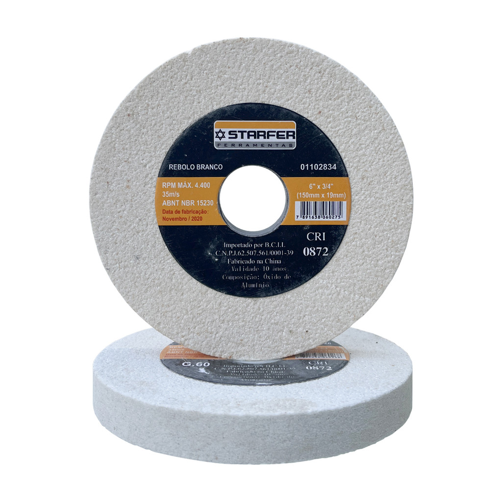 Rebolo Reto Pedra Esmeril Branco 150 X 25,4 Mm Grão 80 | Shopee Brasil