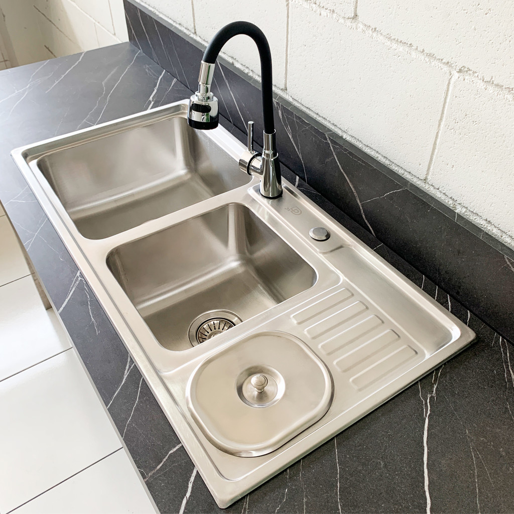 Cuba Pia De Cozinha Dupla Pro Em Inox 304 e Torneira Sweet Cromada Com ...