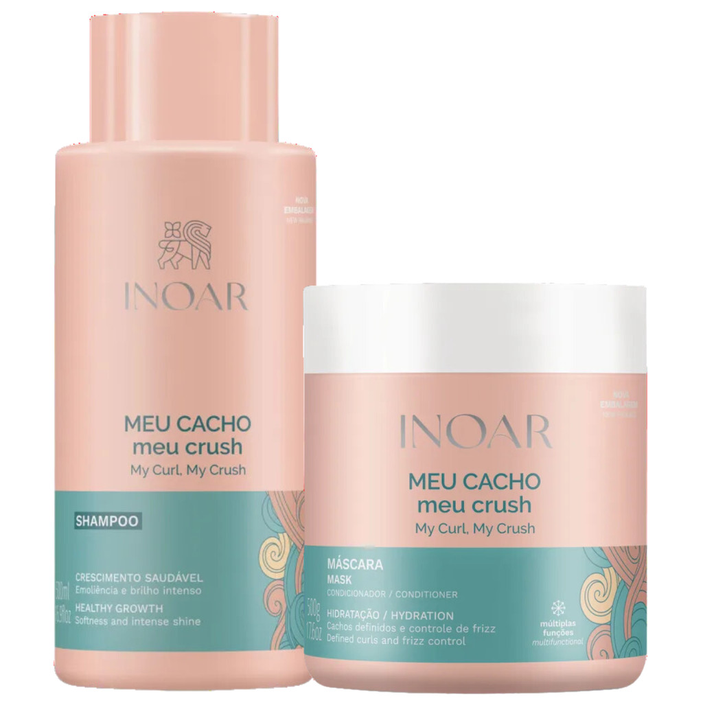 Kit Inoar Meu Cacho, Meu Crush Shampoo 500ml + Máscara 500g | Shopee Brasil