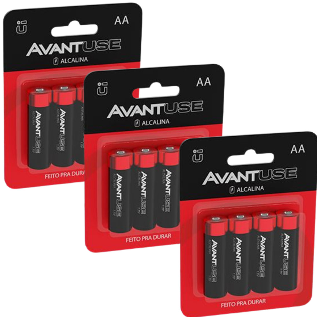 KIT PILHA ALCALINA AA AVANT - 12 UNIDADES (3 BLISTERS COM 4) | Shopee Brasil