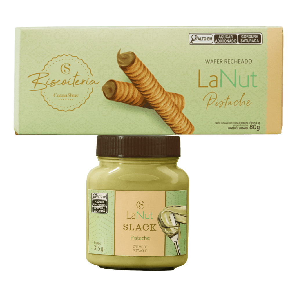 Kit Slack Creme Lanut + Biscoito Wafer Pistache Cacau Show | Shopee Brasil
