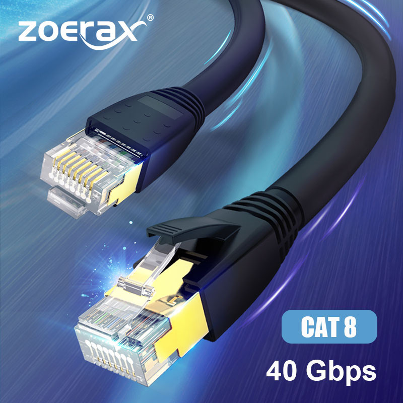 Cabo Ethernet ZoeRax Cat8 40Gbps Heavy Duty 24AWG SFTP 2000MHz Cabos De ...