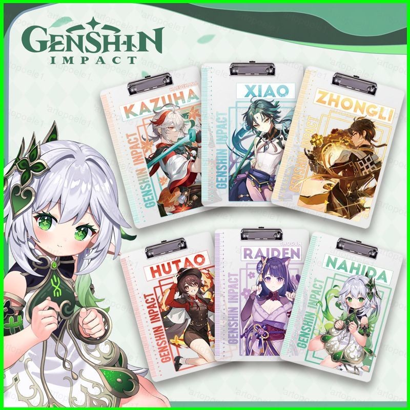 ST1 Genshin Impacto Anime A4 Prancheta Bloco De Escrita Pasta Papelaria ...