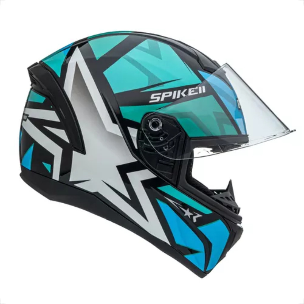 Capacete Moto Masculino Spike 2 1St Preto Verde Água | Shopee Brasil
