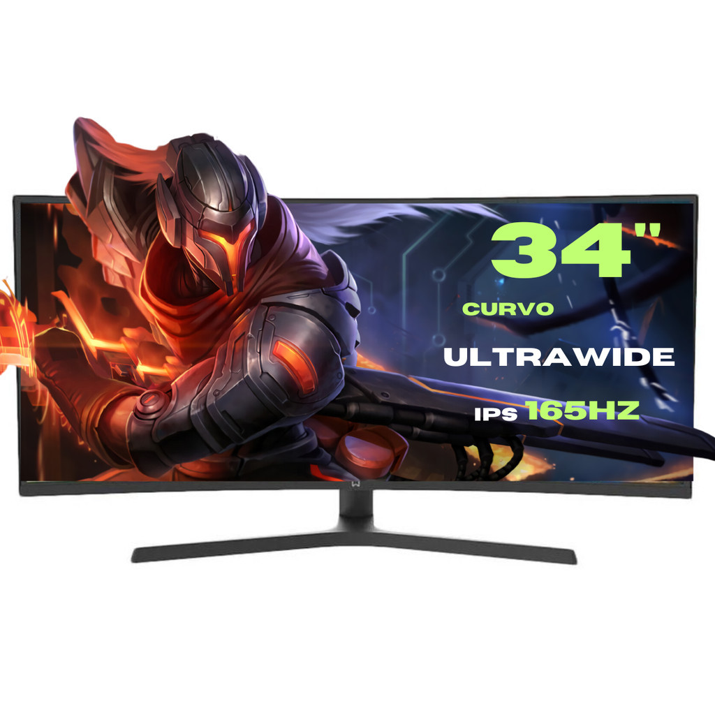Monitor 34" Polegadas Ultrawide Curvo 165hz Gamer Warrior WQHD - MN301 | Shopee Brasil