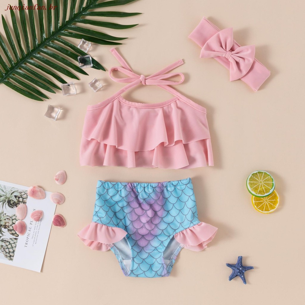 Baby Girls Fato De Banho Ruffle Two Piece Outfit Sereia Biquíni Para A ...