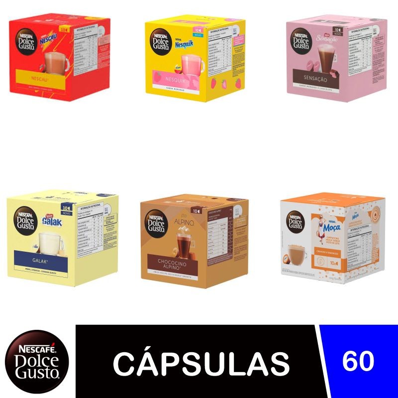 Kit 60 cápsulas Dolce Gusto Sabores Nestlé - 60 cápsulas (6 caixas ...