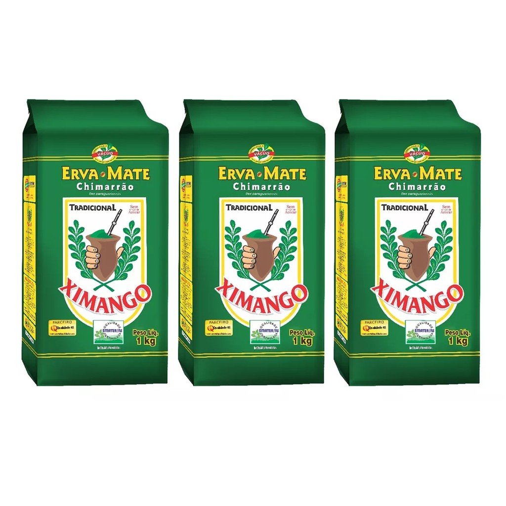 Kit C/3 Erva-mate 1kg - Ximango Tradicional | Shopee Brasil
