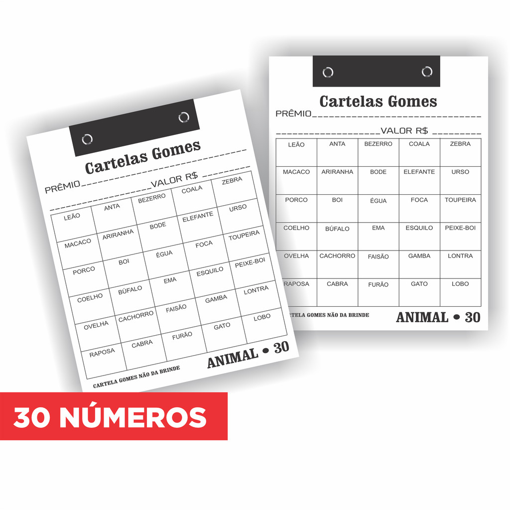 10 Cartelas de rifas c/ 30 NUMEROS | Shopee Brasil