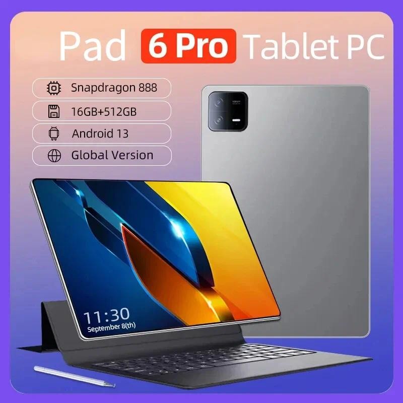 Versão Global Tablet Pad 6 Pro Snapdragon 888 Android 13 cartão duplo ...