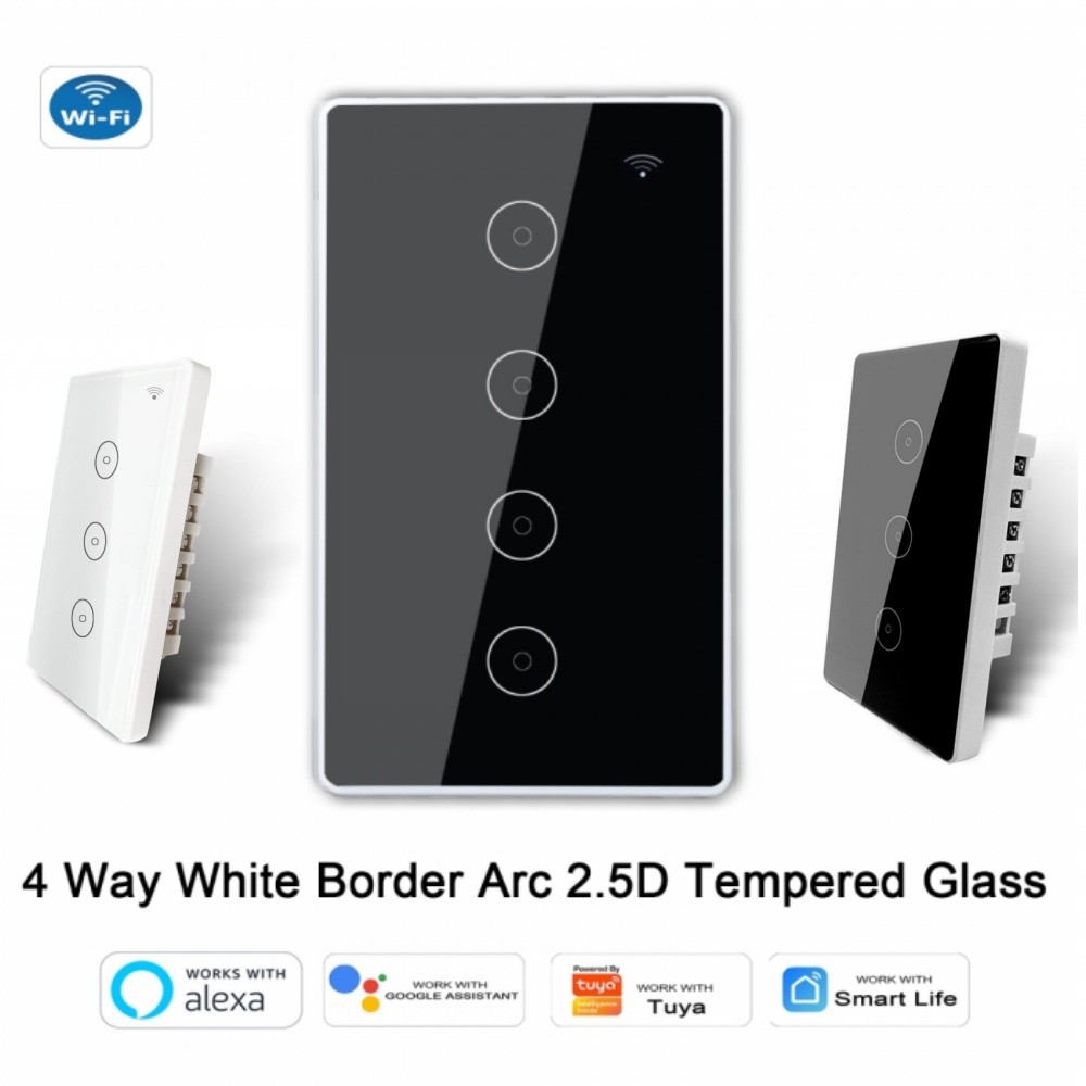 Tuya Inteligente ZigBee Interruptor De Luz 1/2/3/4 Gang Controle Toque ...