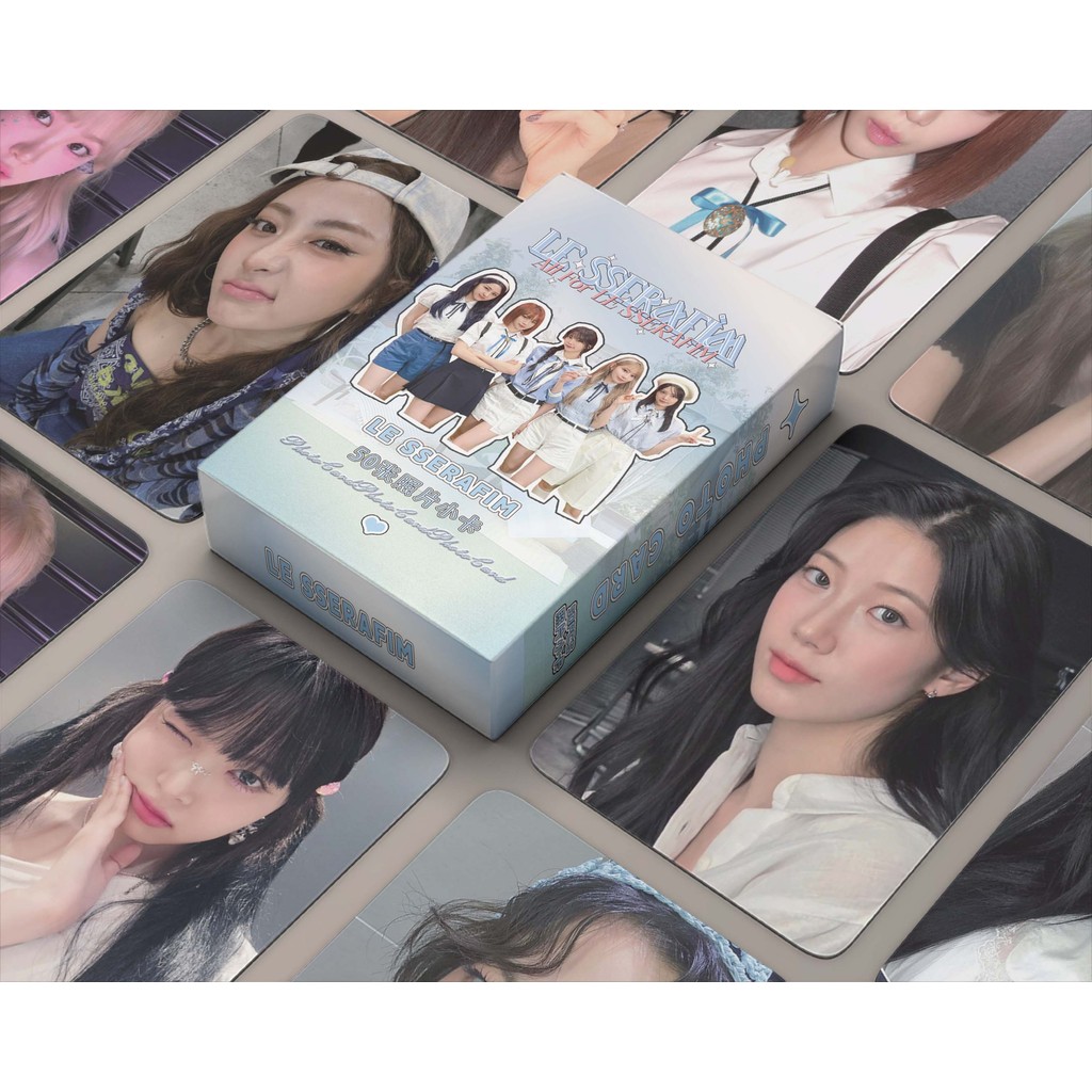 50-119pcs LE SSERAFIM Laser Holográfico LOMO Cartões Fácil Álbum Sakura ...