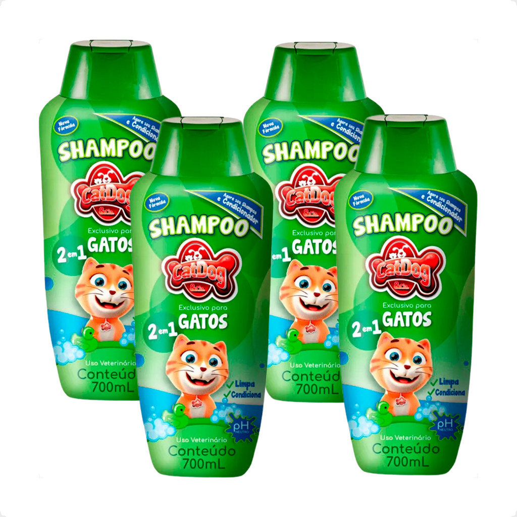 Kit 4 Shampoo 2 em 1 Gatos CatDog & Cia - 700ml | Shopee Brasil