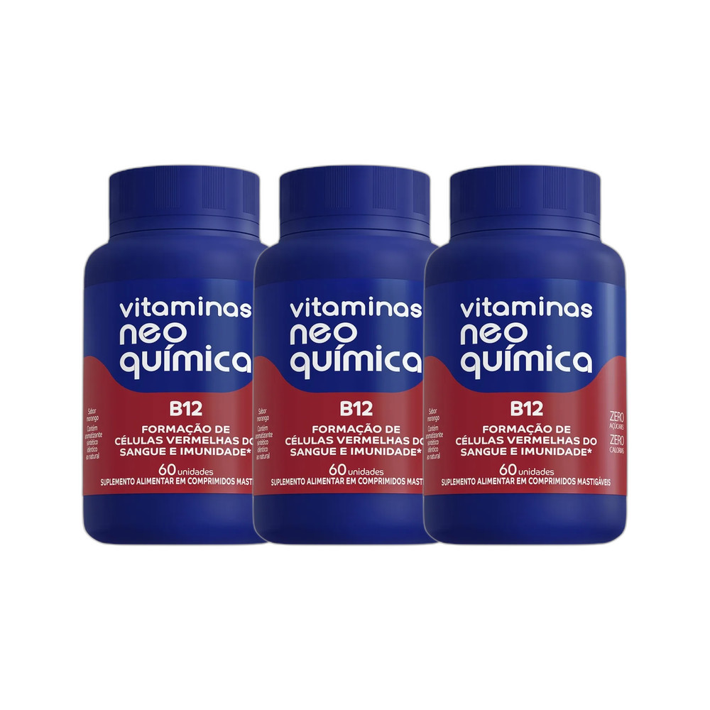 Kit 3x Vitamina B12 60 cpr mastigáveis - NEO QUIMICA | Shopee Brasil