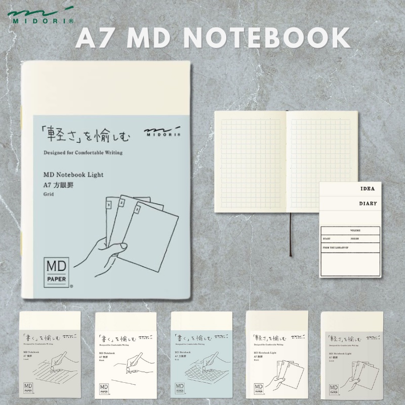 MIDORI A7 MD Notebook Series (Graph, Lined, Blank) - Pack of 3 Journal ...