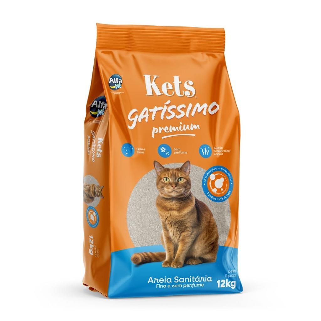 Areia Sanitária Premium Kets Gatissimo 12kg para Gatos | Shopee Brasil