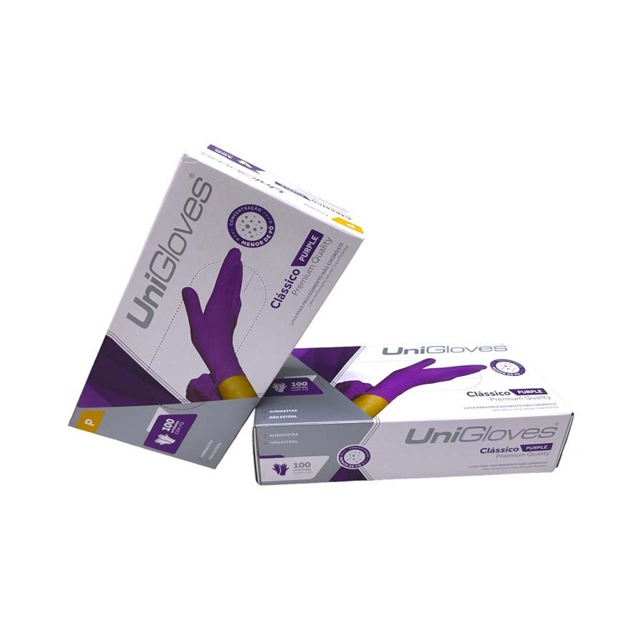 LUVA DESCARTÁVEL UNIGLOVES LATEX C/ PO PURPLE 100UNID CA 45137 | Shopee ...