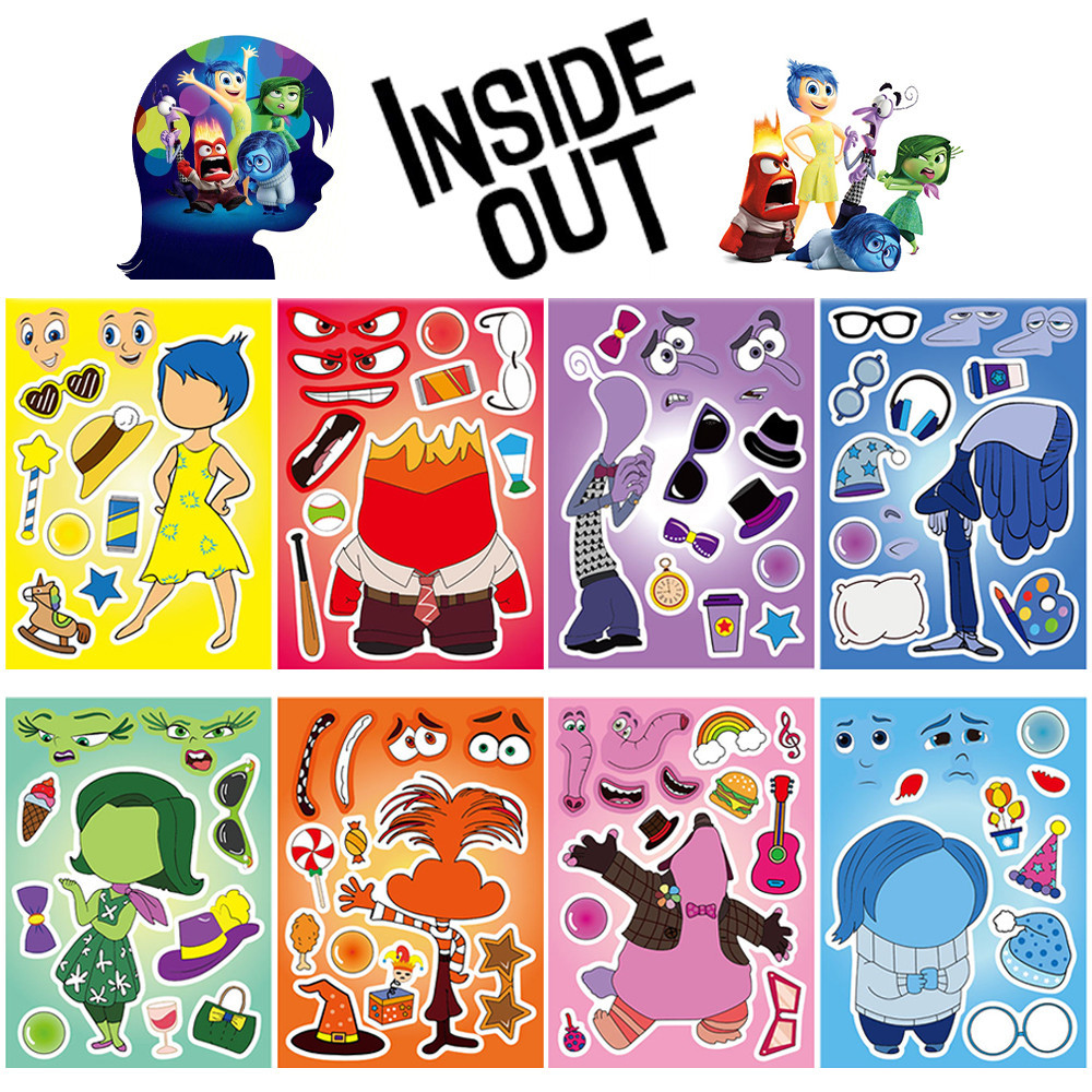 8PCS Disney Cartoon Inside Out Theme Puzzle Sticker Para Crianças ...
