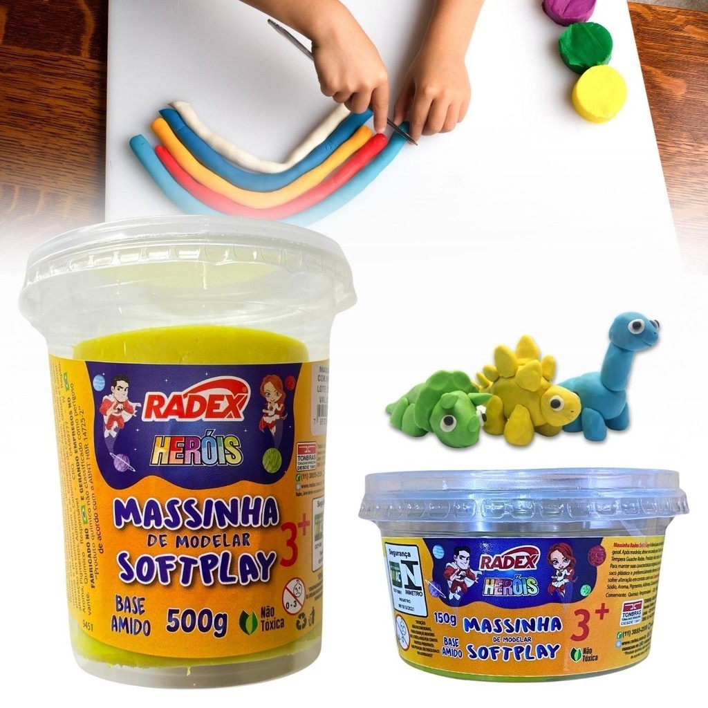Massinha De Modelar Infantil Pote Radex Soft Play 150g/500g | Shopee Brasil