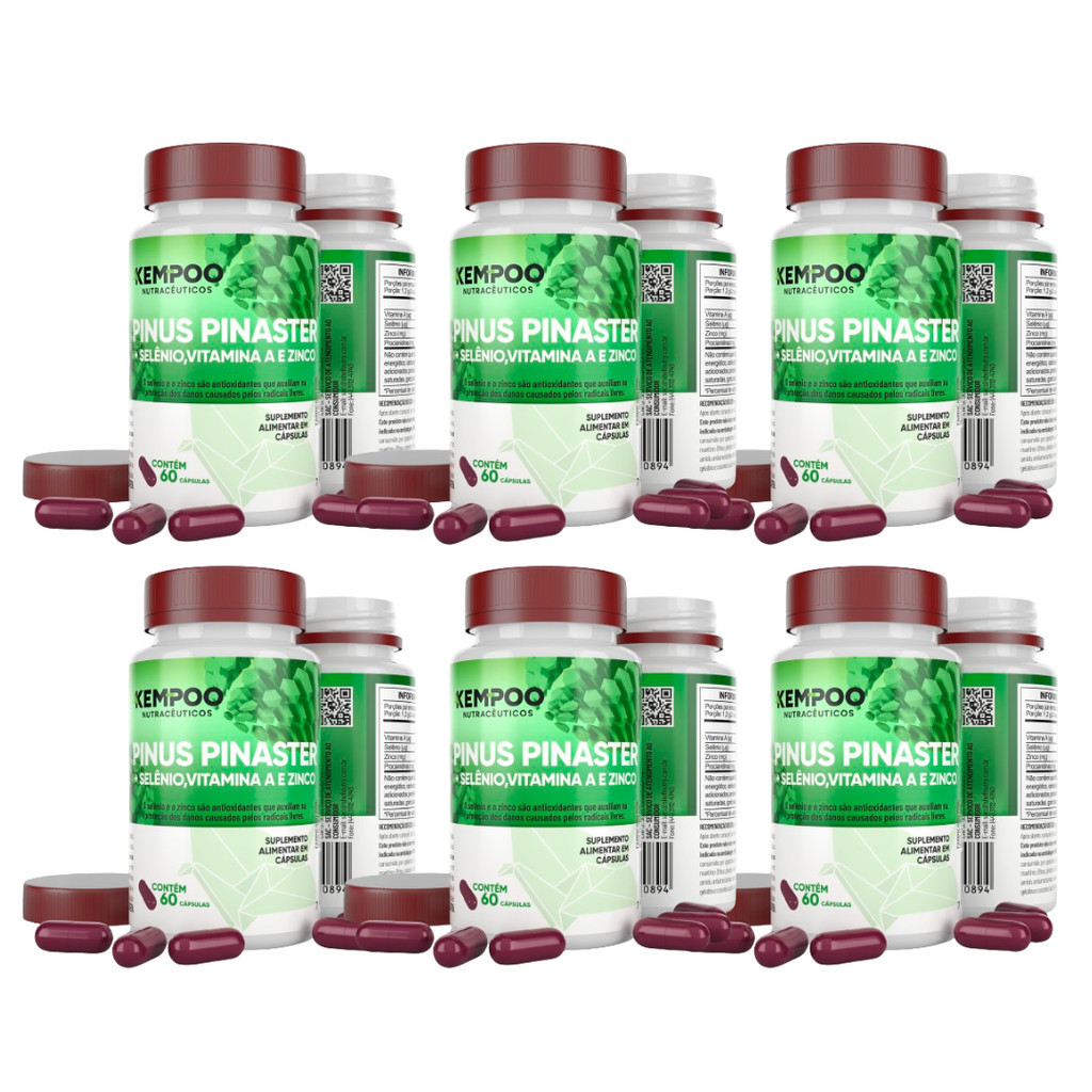 Pinus Pinaster Com 6 Unidades 60 Cápsulas - Kempoo Nutracêuticos ...