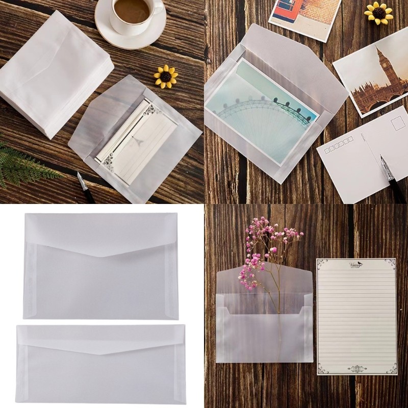 SA 50 Pcs Envelopes Translúcidos 10 5x22cm 12 5x17 6 Cm Para Convite De ...