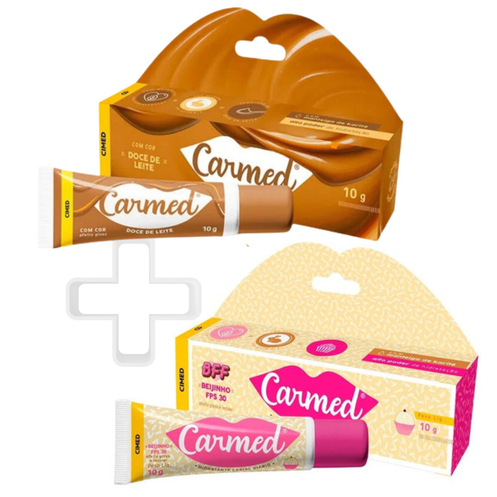 KIT Carmed 2 Hidratante Labial Doce de Leite e Beijinho Boiadeira Cimed 10g | Shopee Brasil