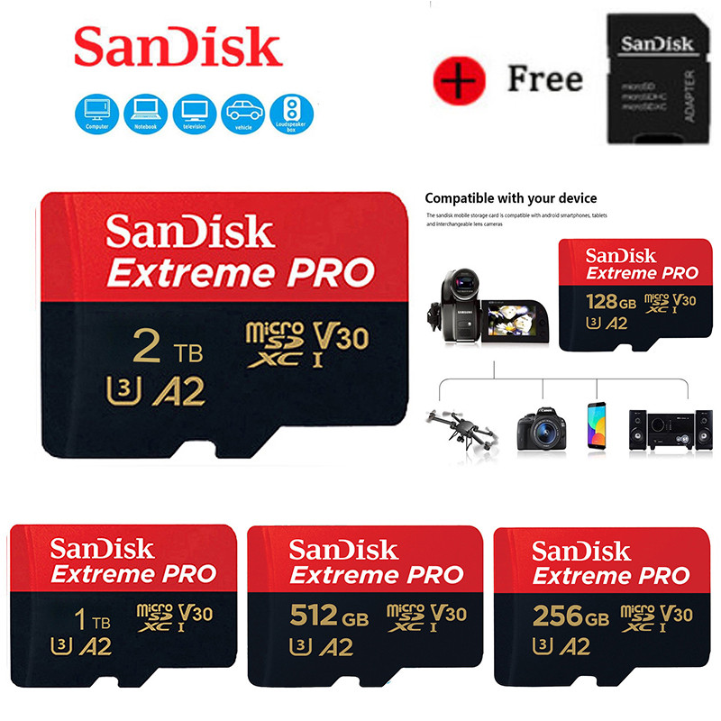 Cartão De Memória Original Extreme PRO Micro SD 2TB UHS-I 1TB 512GB ...