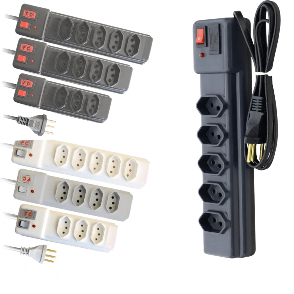 Filtro de linha régua de tomadas 3, 4 e 5 tomadas tripolar 10 amperes com fusível 1.20m | Shopee ...