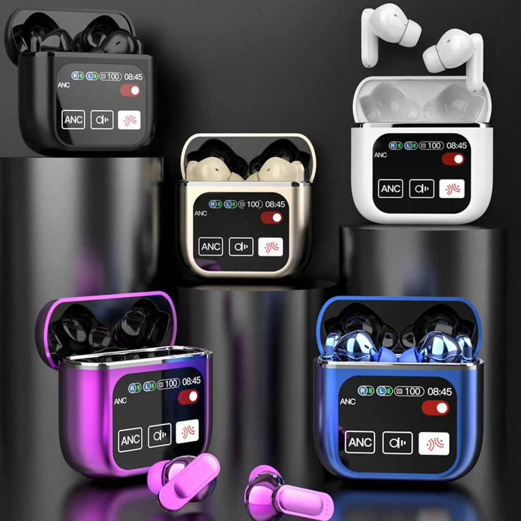 LCD Touch Screen Cancelamento de Ruído Earbuds Som Mini Stereo Wireless ...