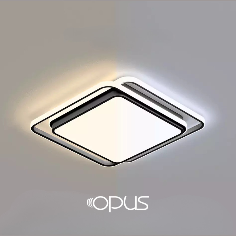 Plafon Home Hoop 72W Opus Preto Controle Remoto 3000K-6500K Luz Quente ...