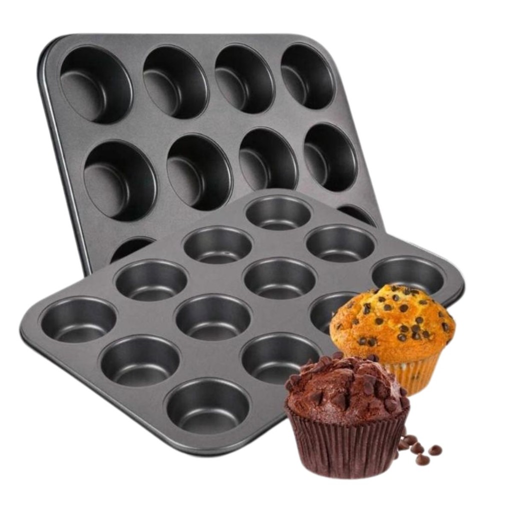 Forma Cupcake Antiaderente 12 Cavidades Empadas Muffins Assadeira ...