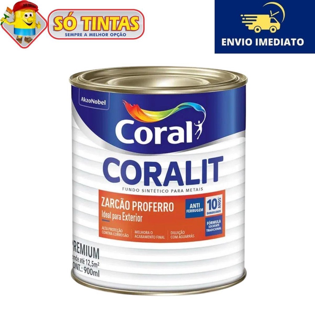 Coralit Fundo Zarcão Proferro Laranja 900ml Alta Proteção Contra ...