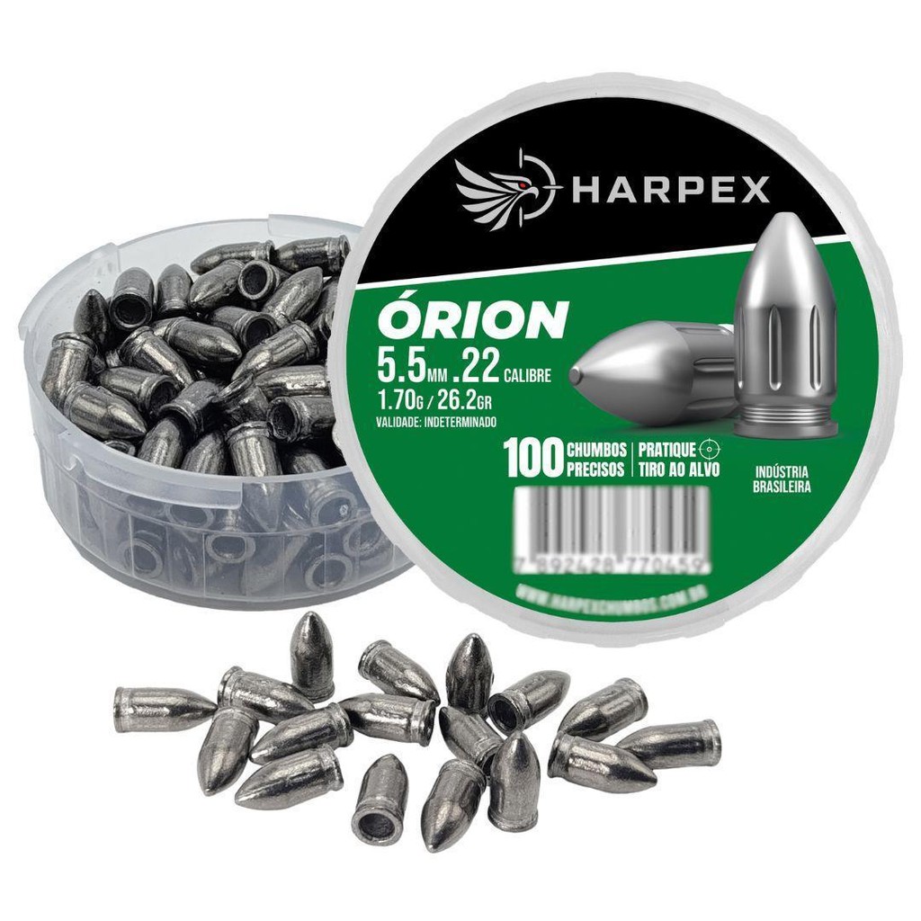 Chumbinho ÓRION 5.5mm Harpex - 100 und / POTÊNCIA E PRECISÃO! | Shopee ...