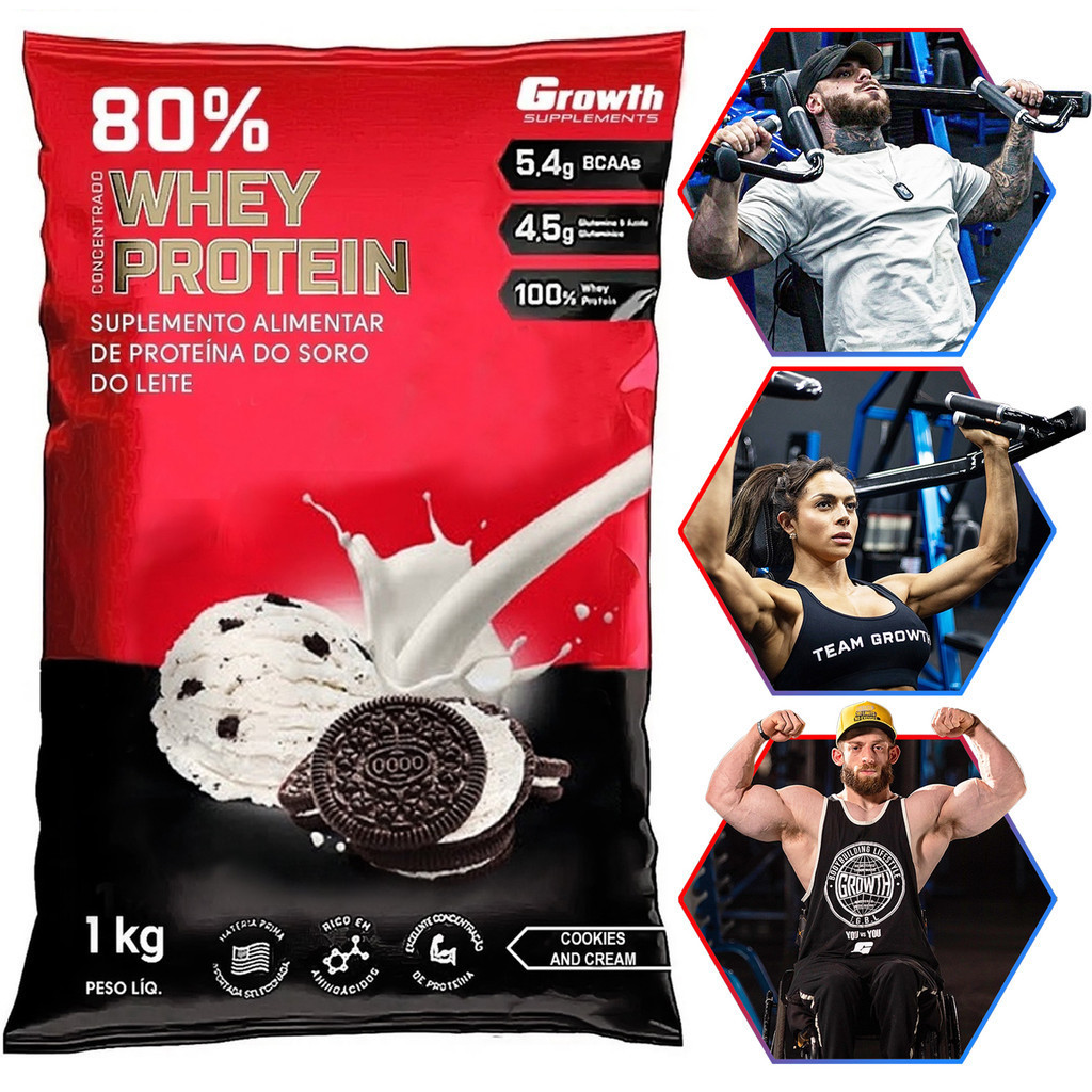 Whey Protein 80% Sabor Cookies And Cream Proteína Concentrado 1Kg ...