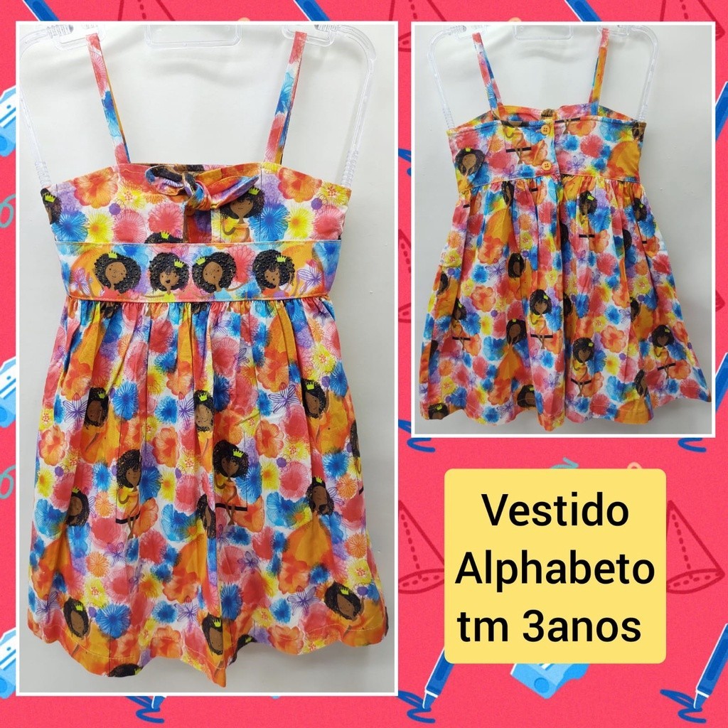 Vestido Alphabeto Tam 3 anos Recicle Mamãe e Bebê | Shopee Brasil