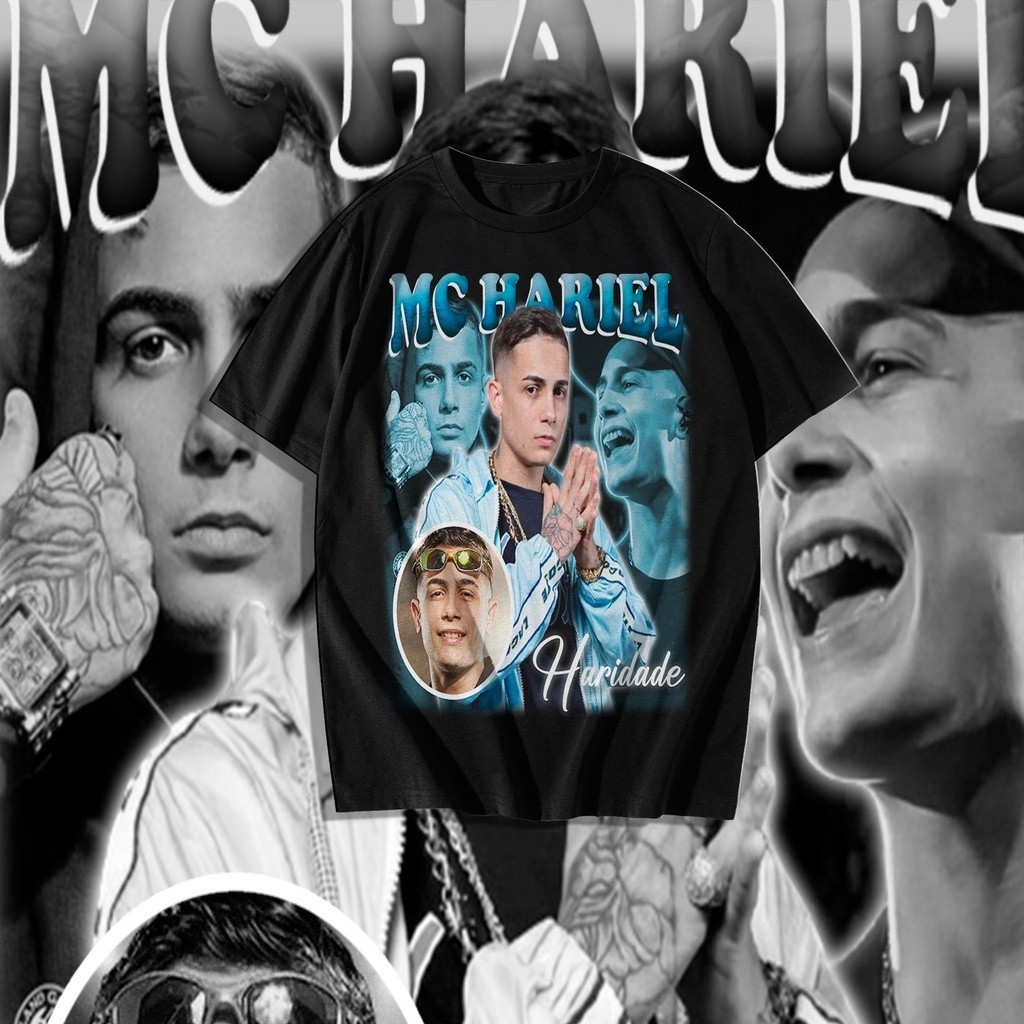 Camiseta MC HARIEL FUNKEIRO Camisa Basica Algodão Manga Curta Malha ...