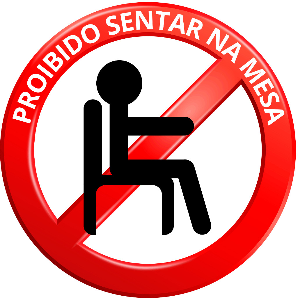 ADESIVO PLACA AVISO SINALIZAÇÃO ATENÇÃOPROIBIDO SENTAR NA MESA REDONDA ...